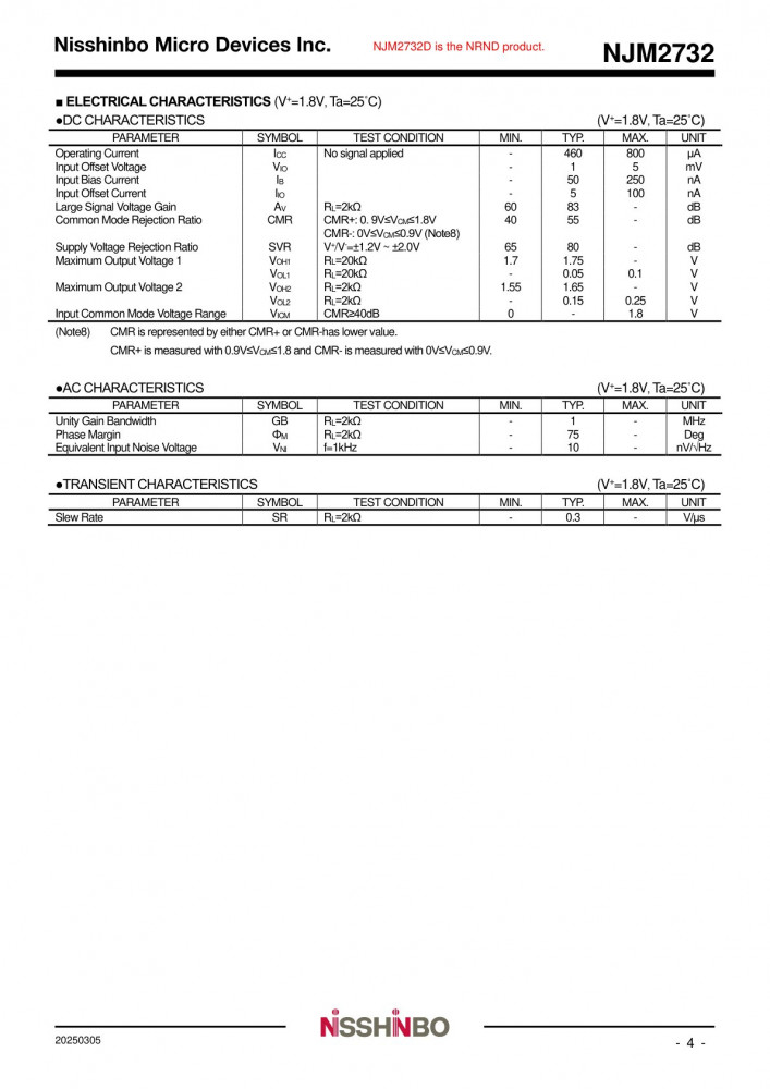NJM2732 datasheet page 4