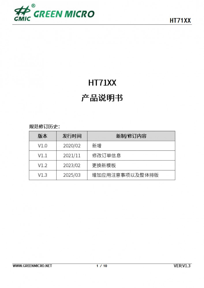 HT7150-1FR datasheet page 1