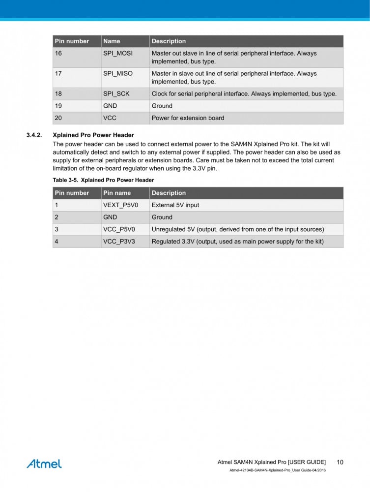 ATSAM4N-XPRO user guide page 10