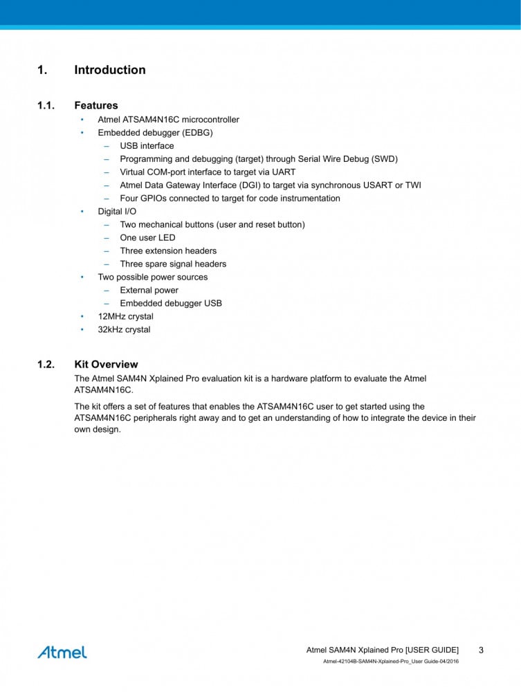 ATSAM4N-XPRO user guide page 3