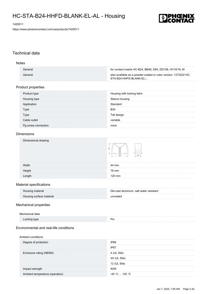 Phoenix Contact 1420011 technical document page 2