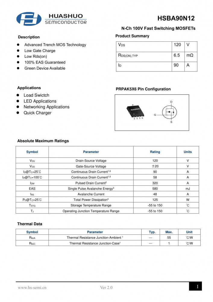 HSBA90N12 datasheet page 1