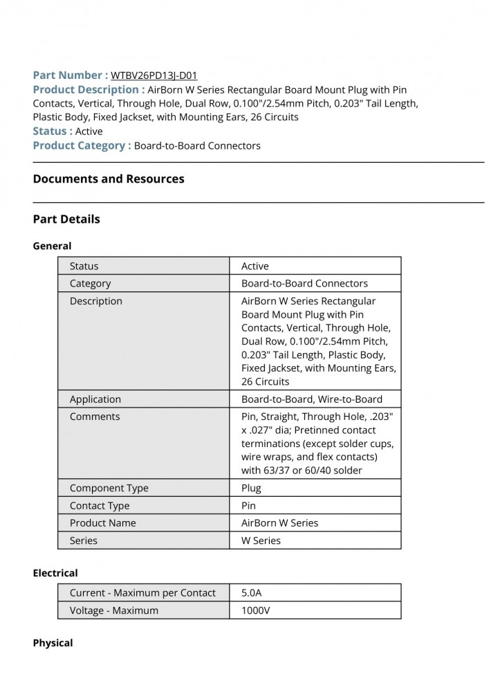 WTBV26PD13J-D01 document image, page 1