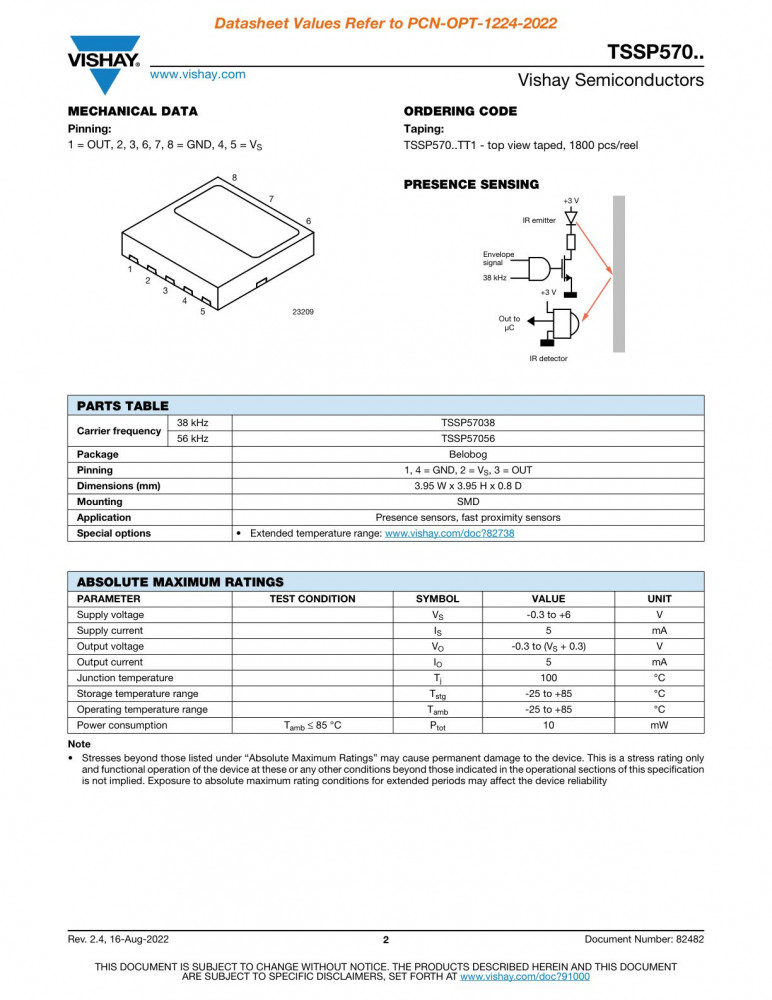 TSSP57038TT1 datasheet page 2