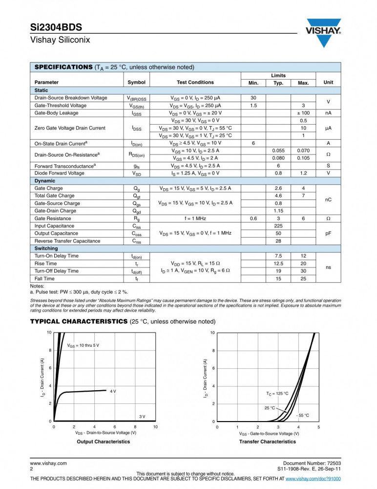 SI2304BDS-T1-GE3 technical document page 2