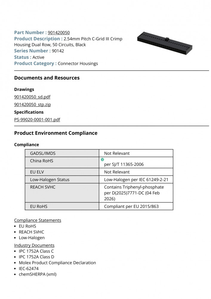 MOLEX 901420050 technical document image 1