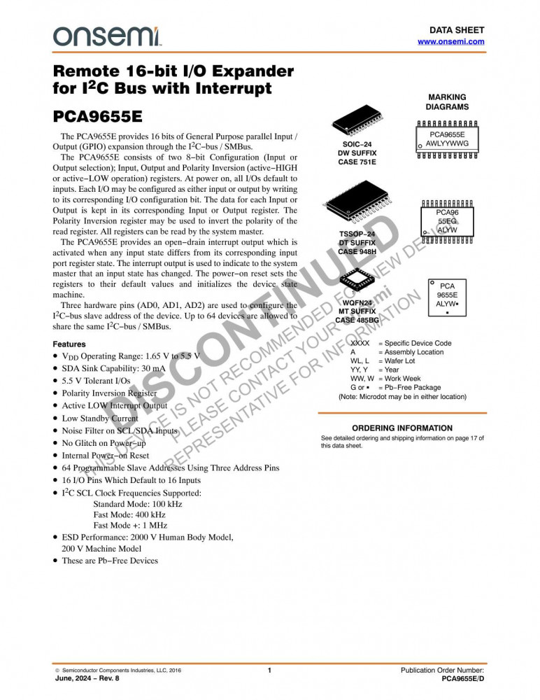 PCA9655E technical document page 1