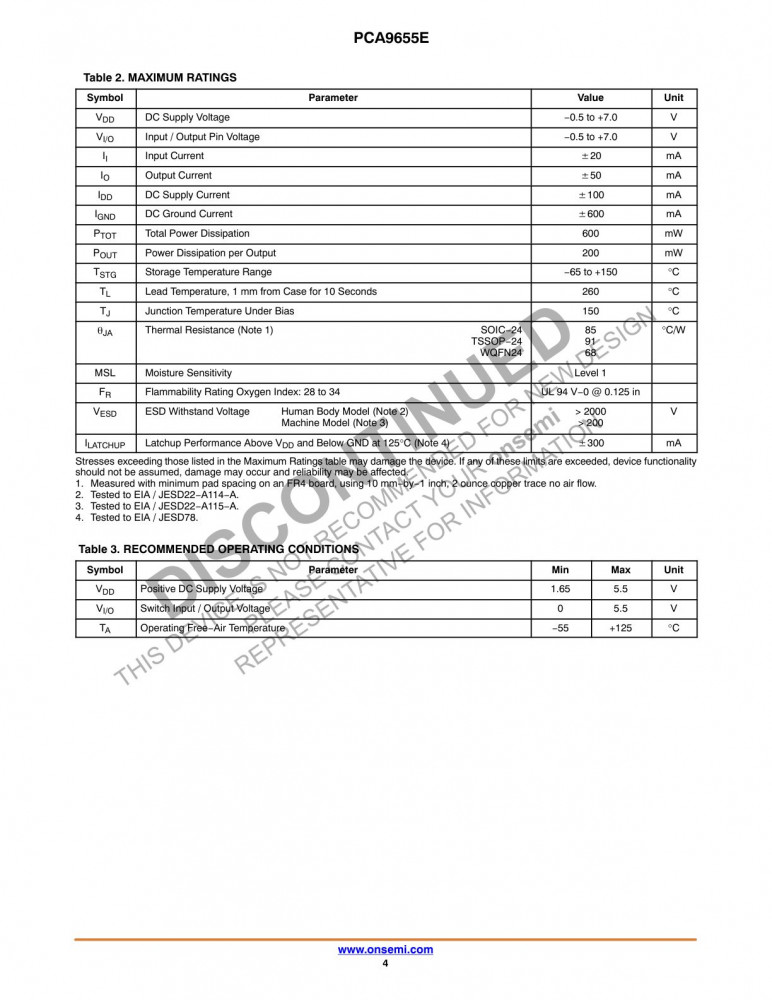PCA9655E technical document page 4