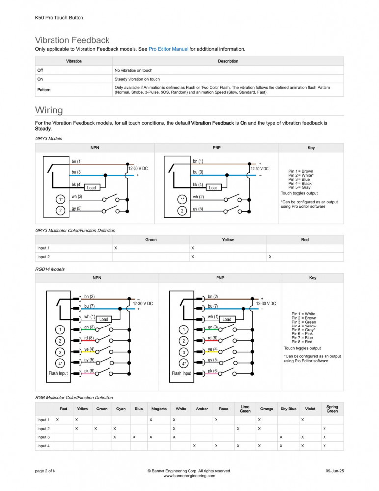 K50 touch indicator technical document page 2