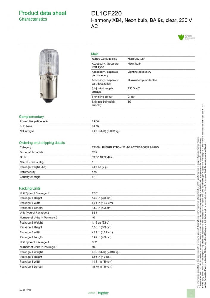 DL1CF220 technical document page 1