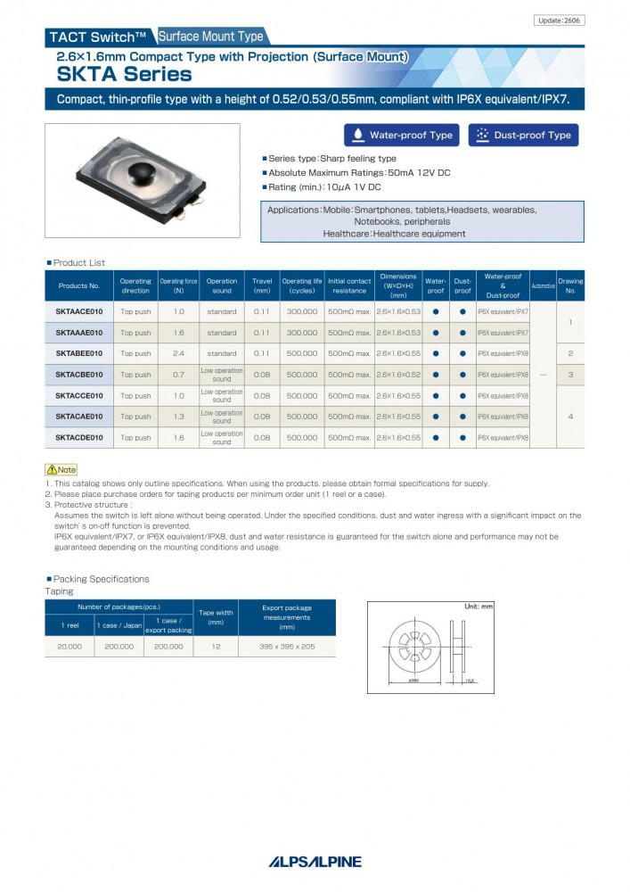 SKTA Series technical document, page image 1