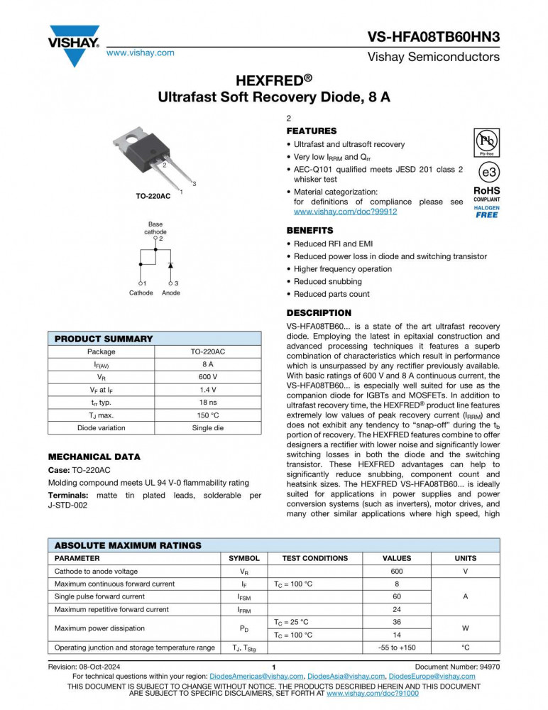VS-HFA08TB60HN3 datasheet page 1