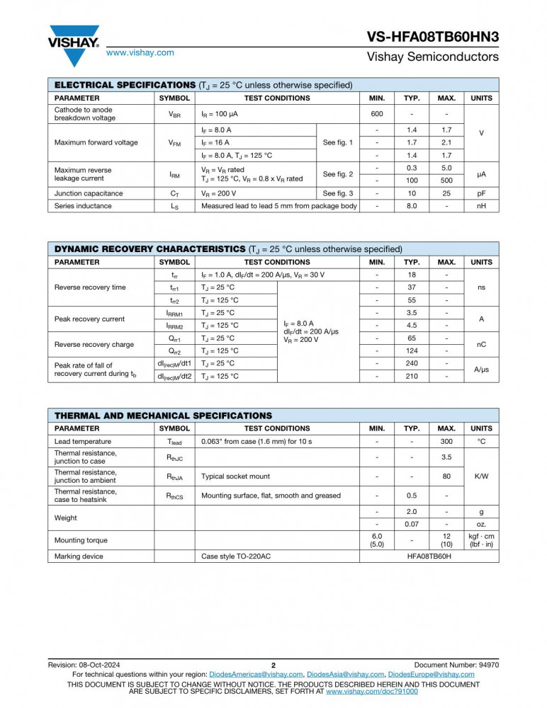 VS-HFA08TB60HN3 datasheet page 2