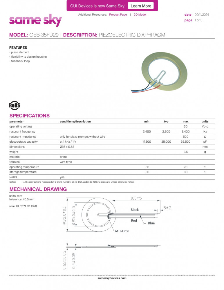 CEB-35FD29 technical document page 1