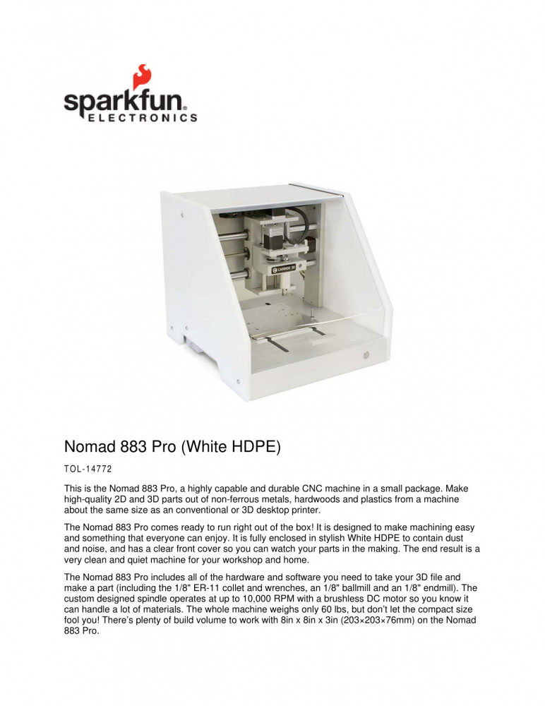 Nomad 883 Pro product documentation image, page 1