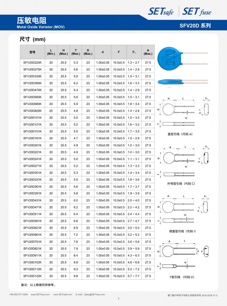 SFV20D471K technical document page 3
