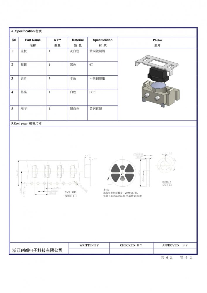 CAX TS-1101U-3x6x3.5-260 dimensions and circuit diagram
