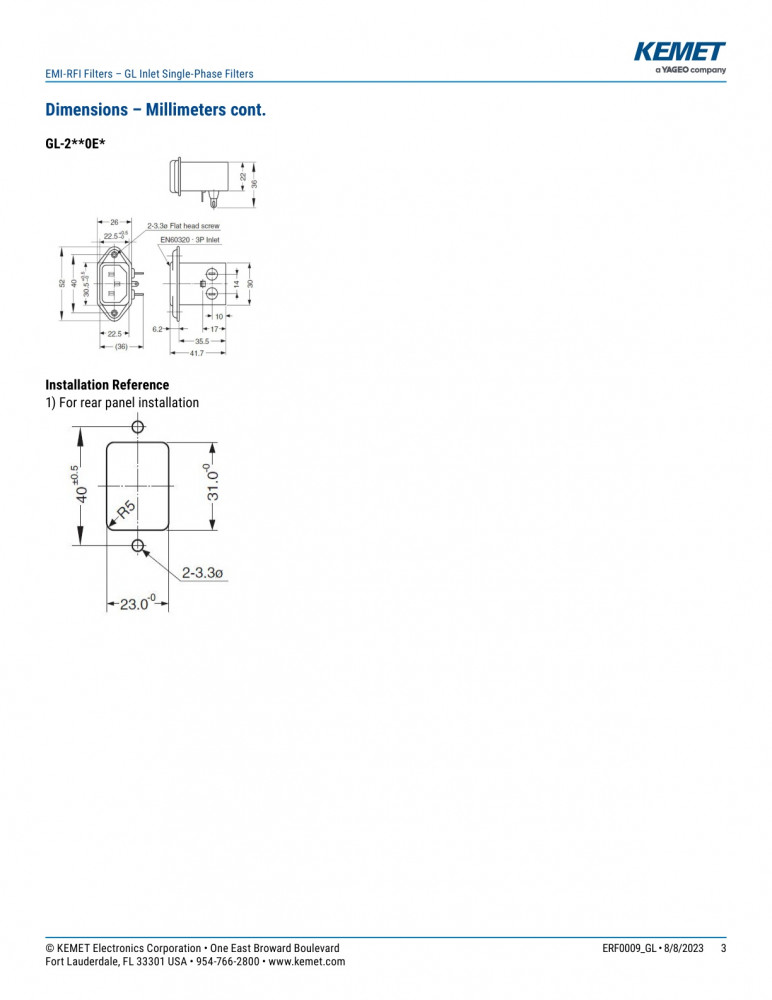 KEMET GL series document page 3