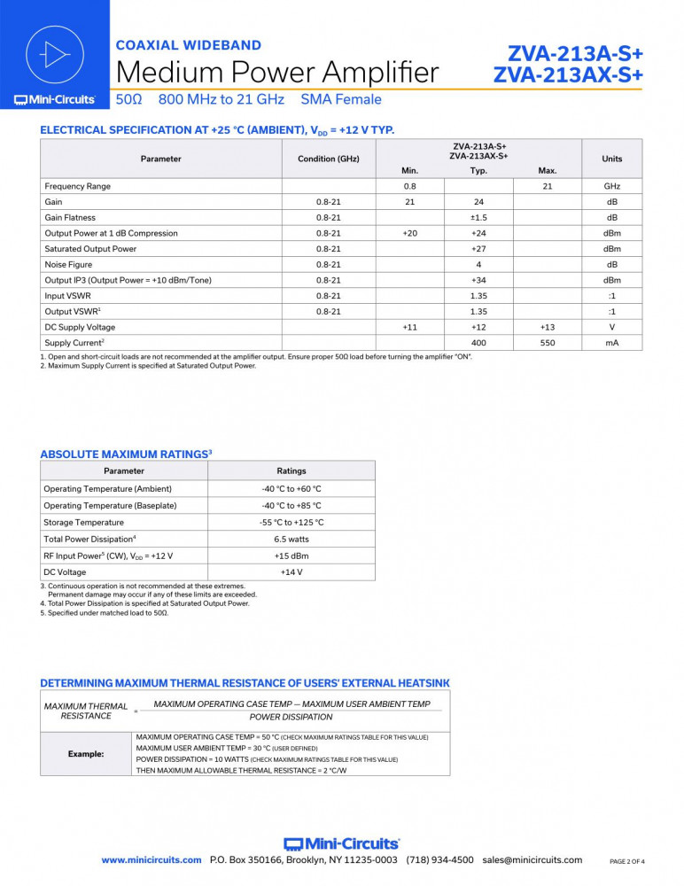 ZVA-213A-S+ datasheet page 2