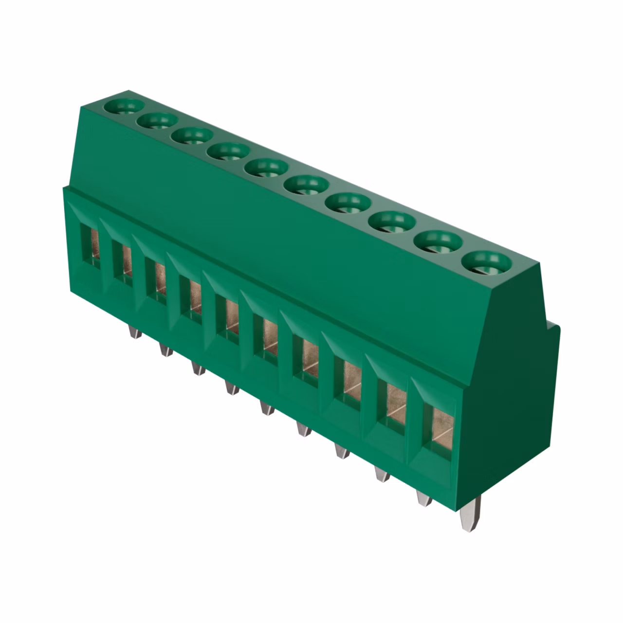 2.54mm Pitch Beau Eurostyle Fixed Mount PCB Terminal Block, Green, 10 Circuits for sale