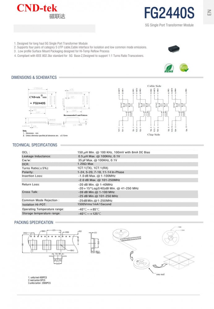 FG2440S technical datasheet page