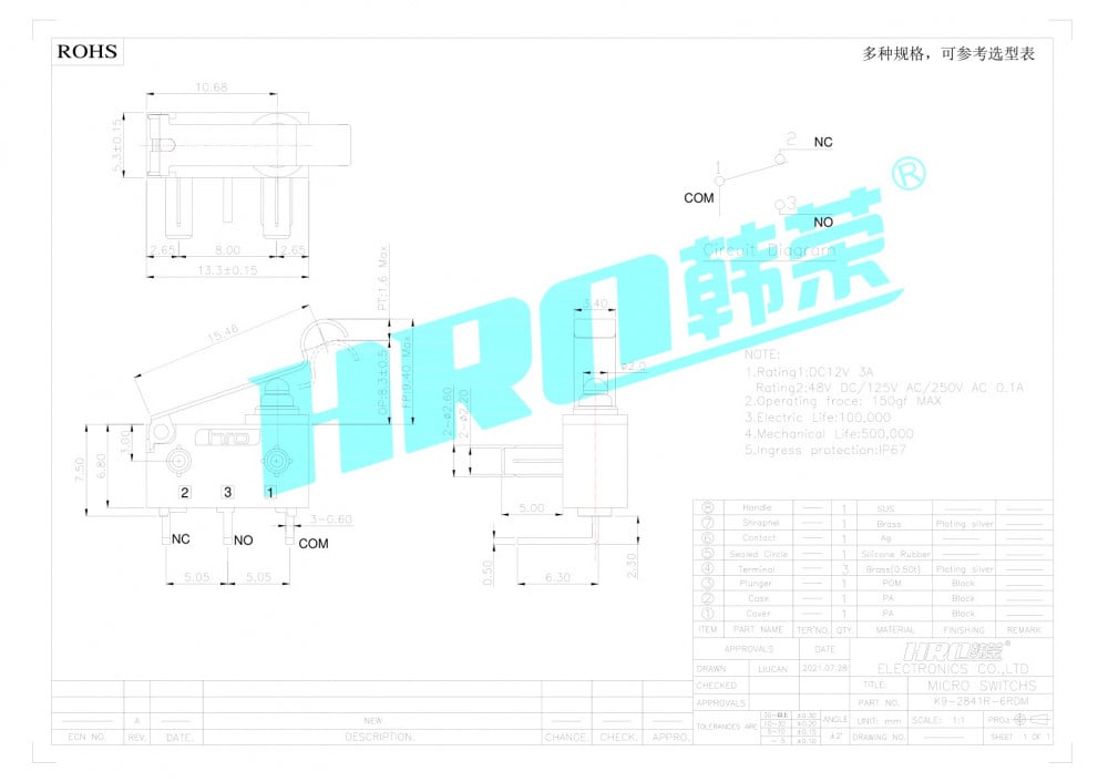 K9-2841R-6RDM technical drawing page 1