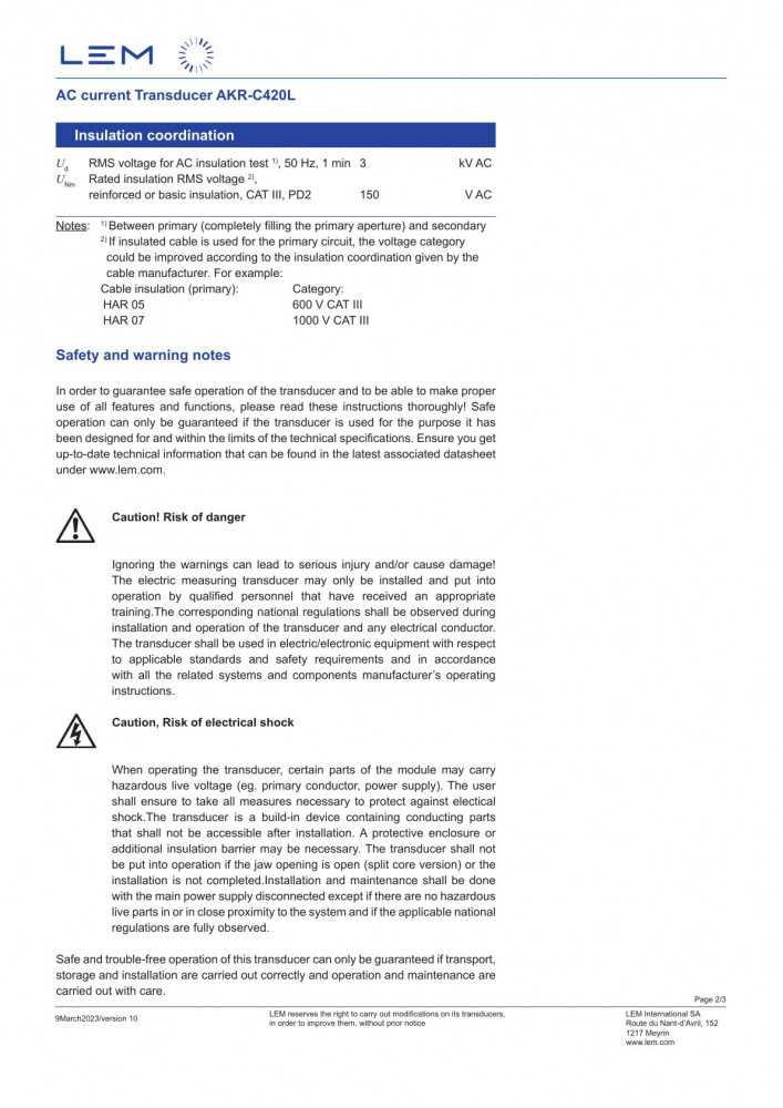 AKR200C420L product document page 2