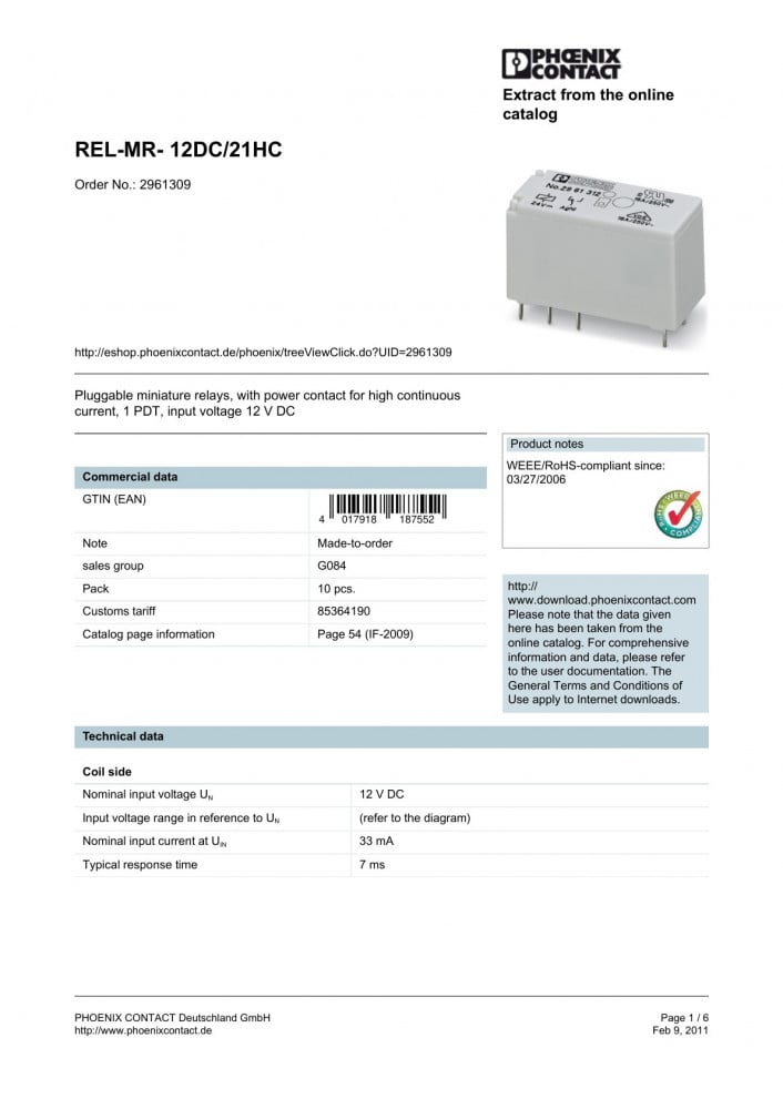 2961309 technical document page 1