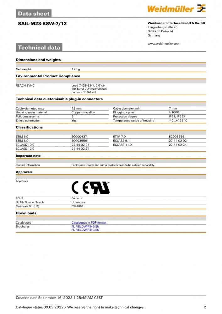 WEIDMULLER 1169930000 technical document page 2