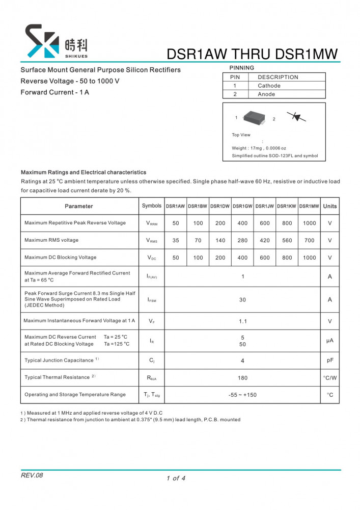 DSR1MW datasheet page 1