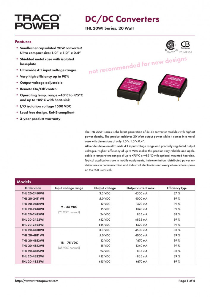 THL 20WI datasheet page 1