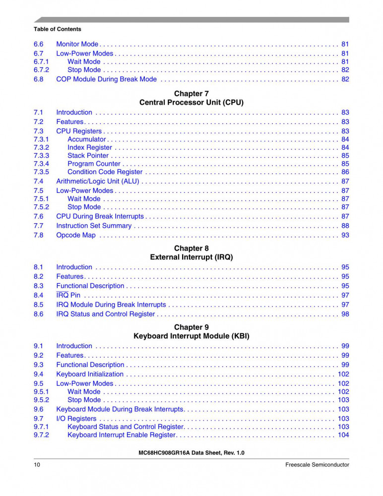 MC68HC908GR16A datasheet page 10