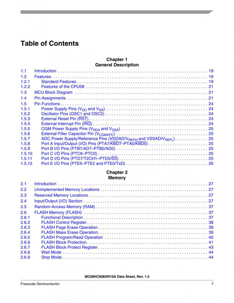 MC68HC908GR16A datasheet page 7