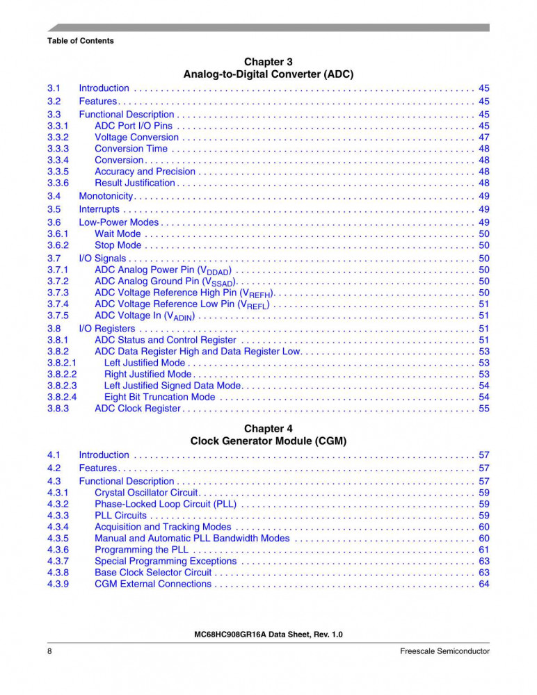 MC68HC908GR16A datasheet page 8