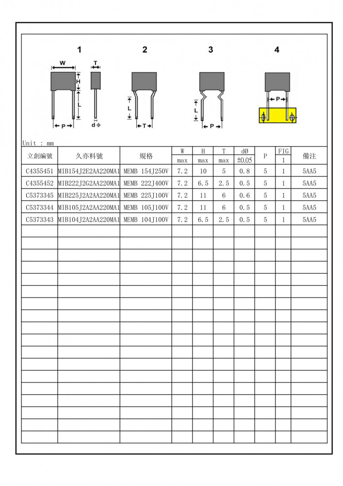 JOEY MEMB specification page 2
