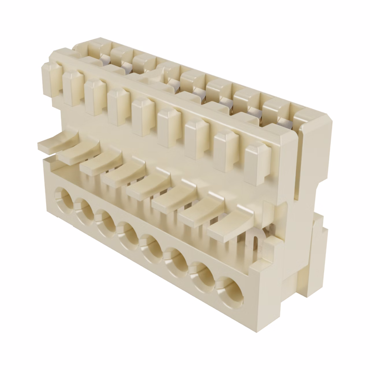 Appli-Mate RAST 2.5 Connector, 2.50mm Pitch, Female, 8 Circuits, Polarizing Rib Between 3/4, Locking Pips, Slotted Endwalls, Tin Plating for sale