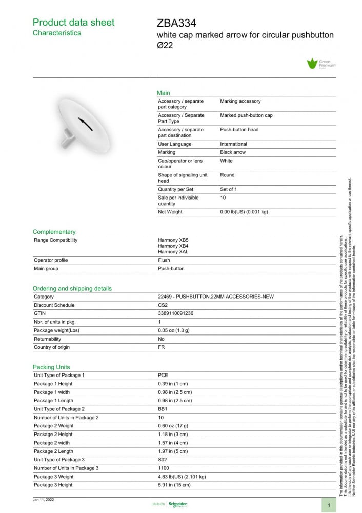 ZBA334 technical document page 1