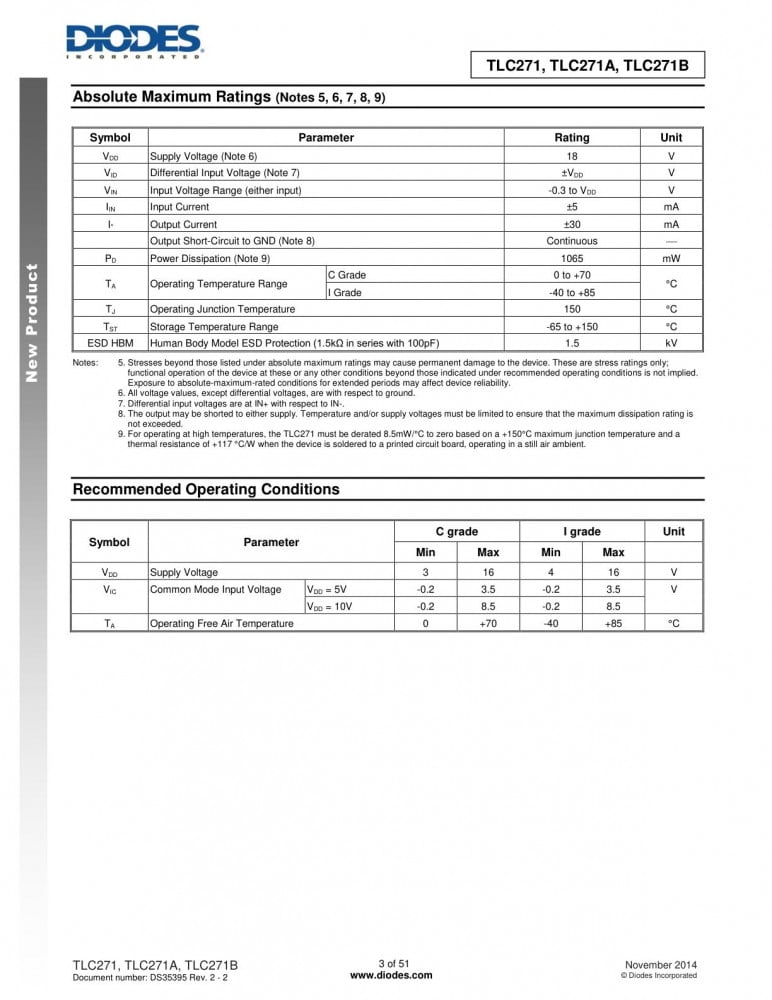 TLC271ACS-13 datasheet page 3