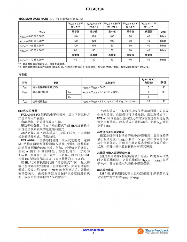 FXLA0104 datasheet page 8