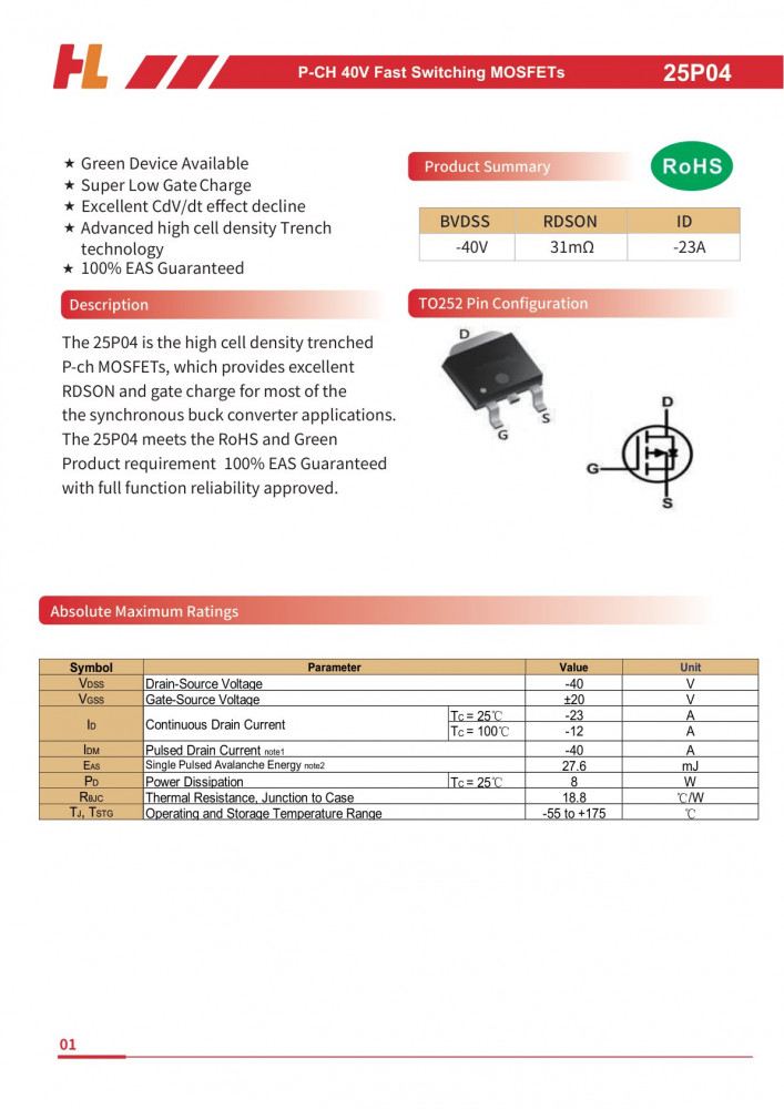 HL 25P04 datasheet page 1