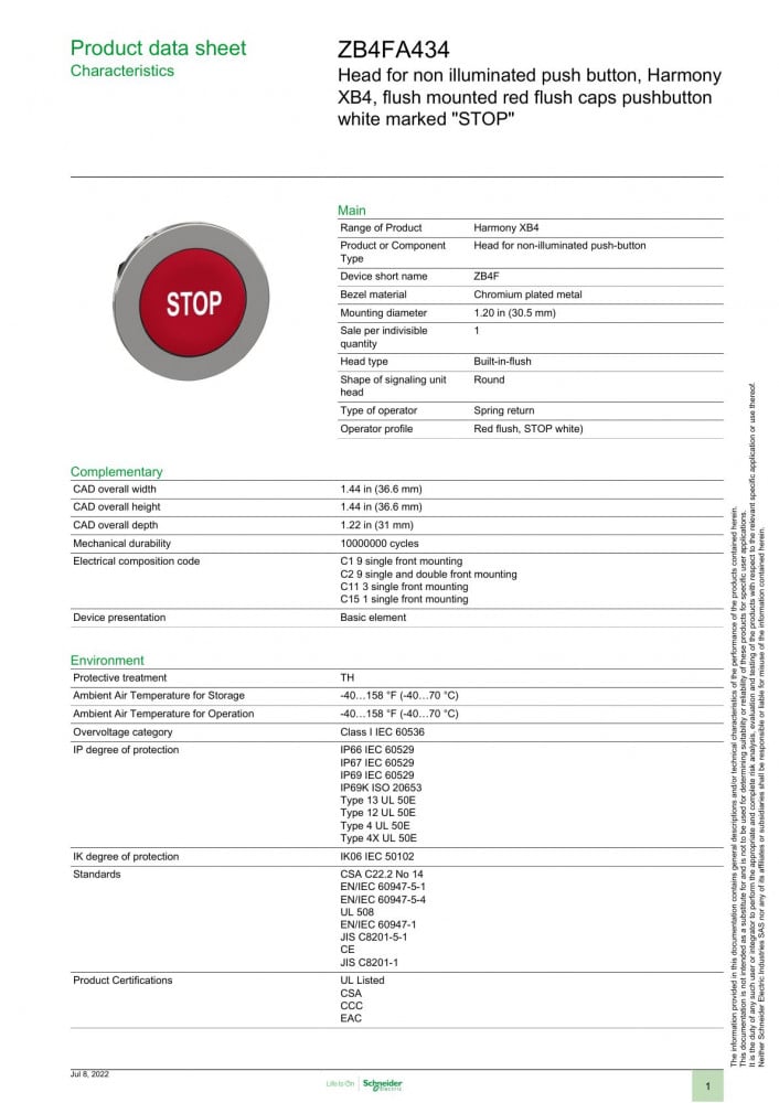 ZB4FA434 technical document page 1