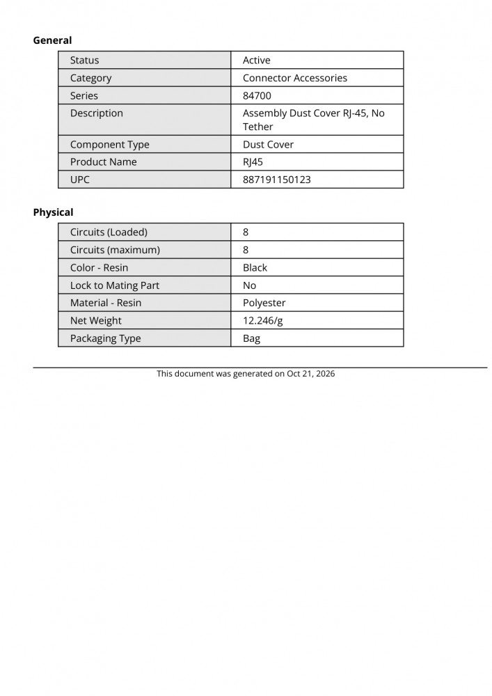 MOLEX 847000010 technical document, page 2