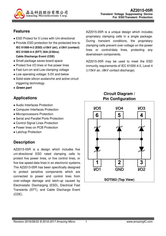 AZ2015-05R datasheet page 1