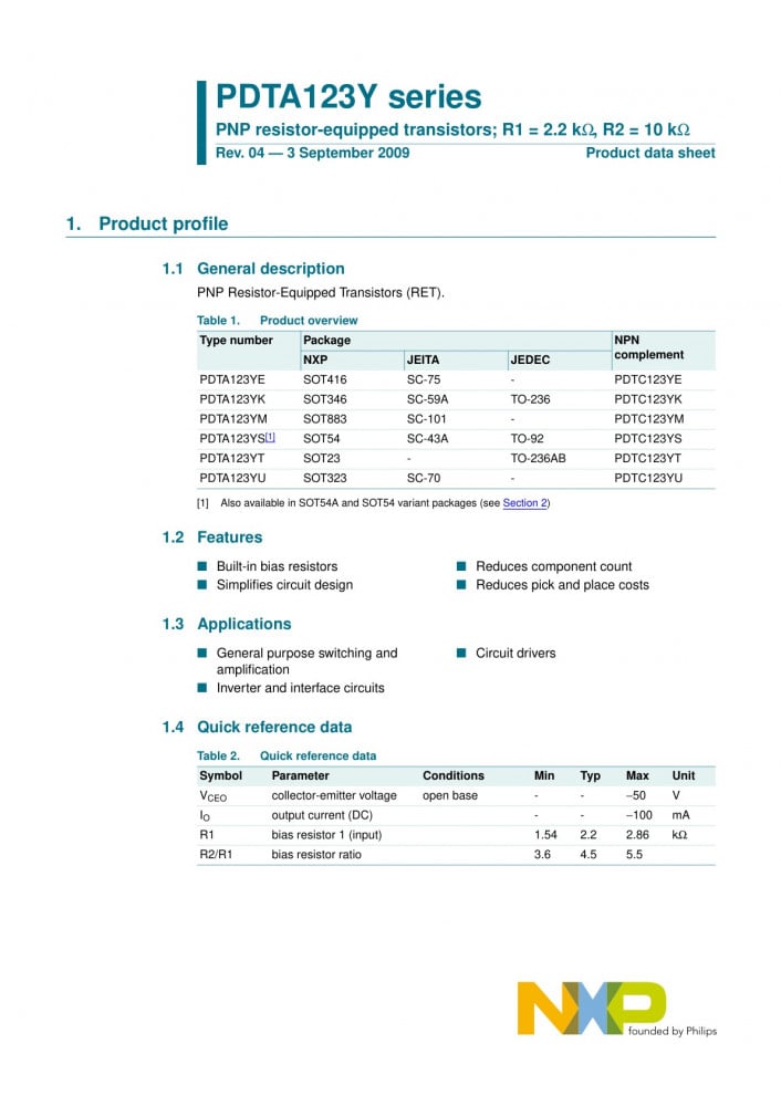 PDTA123YT datasheet page 2
