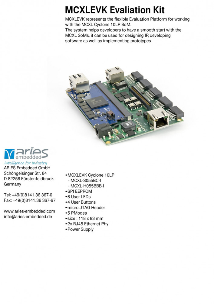 MCXLEVK evaluation kit documentation page