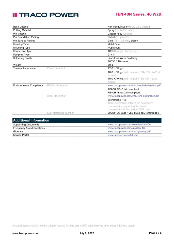 TEN 40N technical document page 5