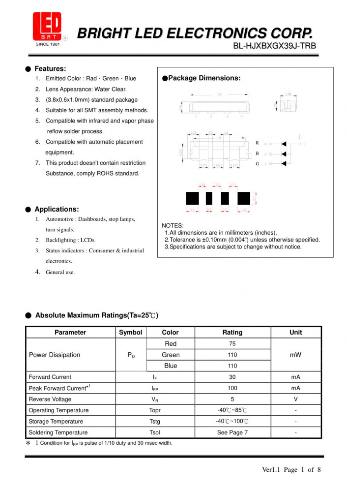 BL-HJXBXGX39J-TRB specification page 2
