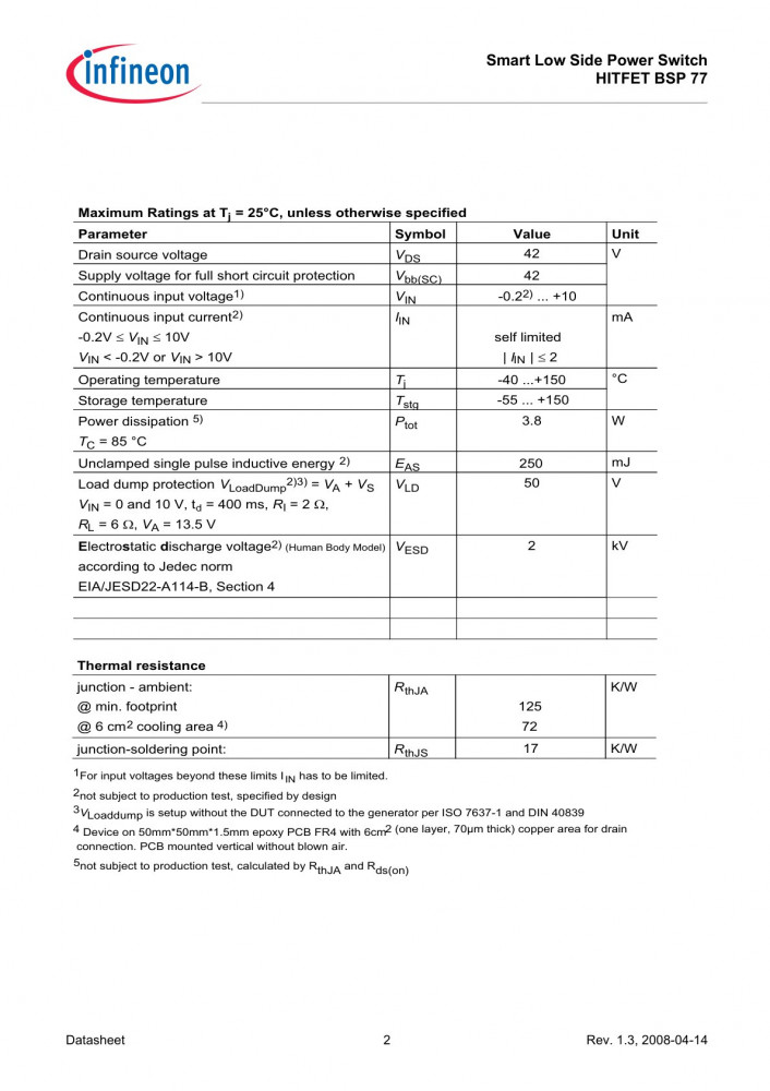 BSP77E6433 datasheet page 2