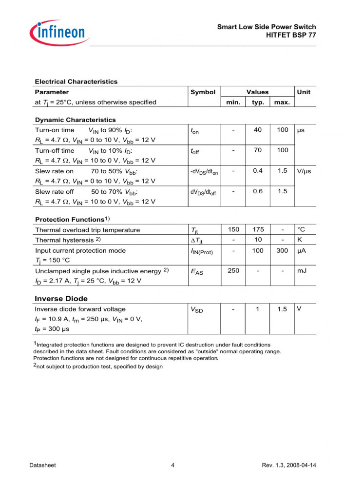 BSP77E6433 datasheet page 4