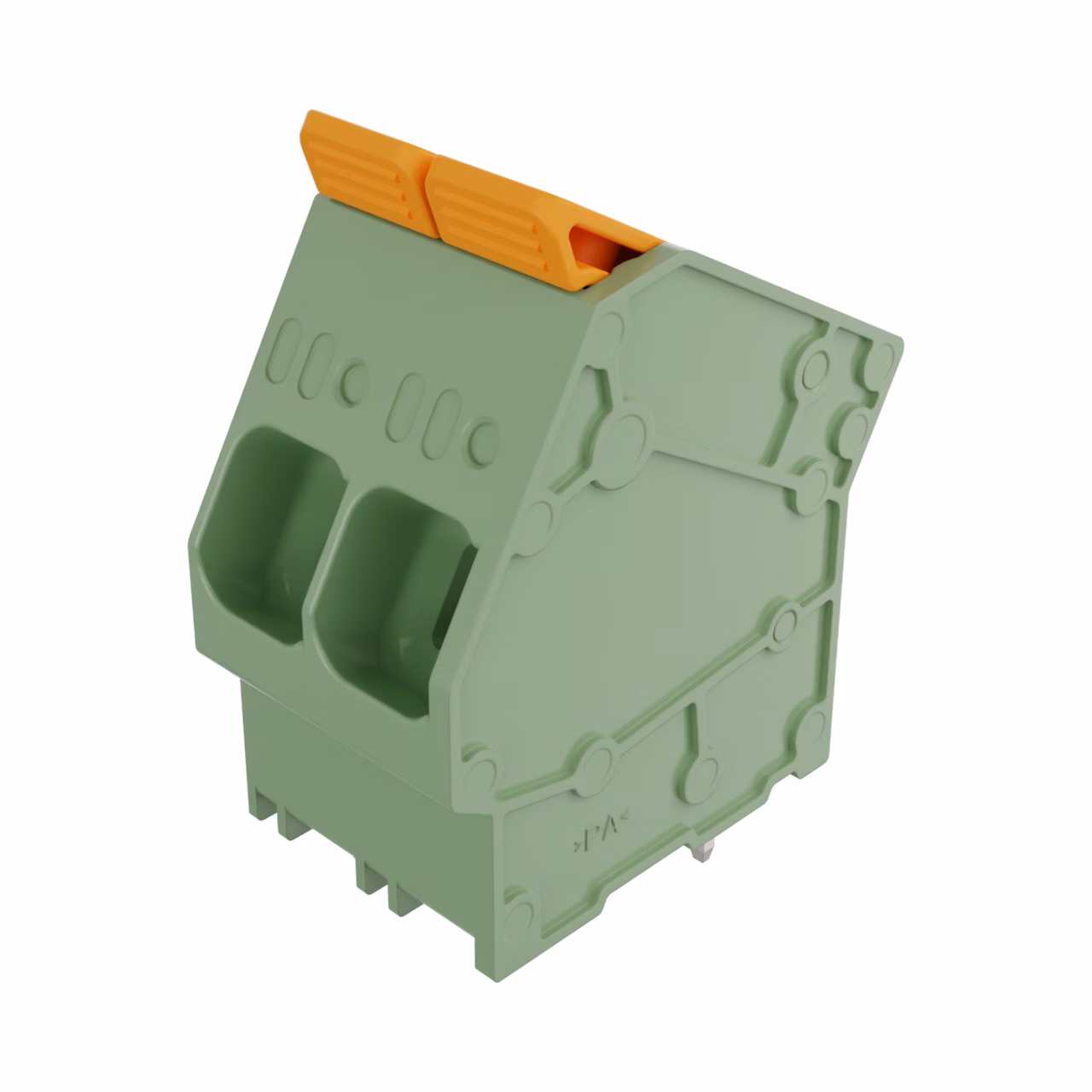 10.00mm Pitch Lever Activated Fixed Mount PCB Terminal Block, 35° Wire Entry, Left Front Terminal, 2 Circuits for sale